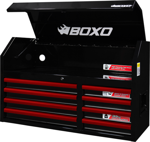 41" 8 Drawer Top Box with Drawer Trim Pack - Black Body/Red Anodized ...