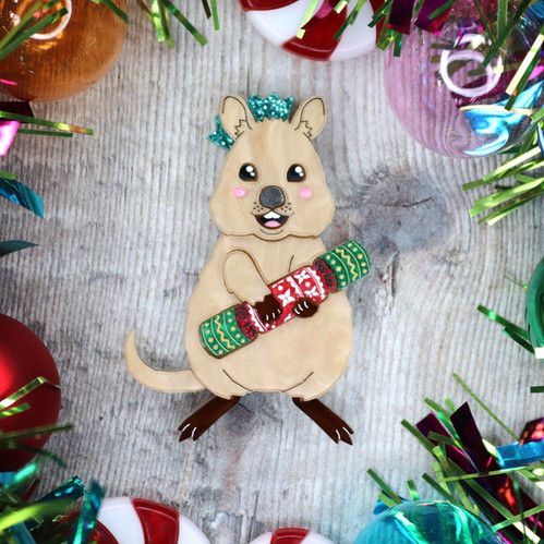 Christmas Quokka Brooch | Puddle and Squeak