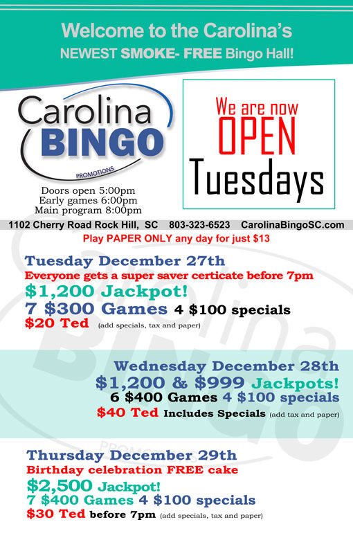 SC's Newest Smoke-Free Bingo Hall | Carolina Bingo