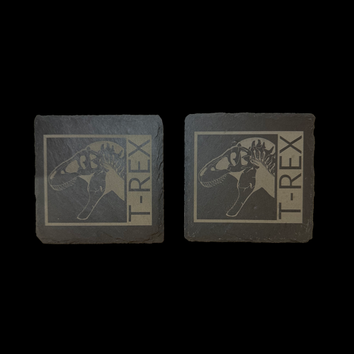 Natural slate T-Rex coaster set of 2 | Underground Fossils