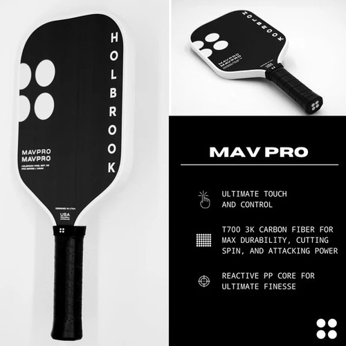 HOLBROOK Mav Pro 16mm 2.0 Pickleball Paddle | Carbon Fibre, USAPA ...