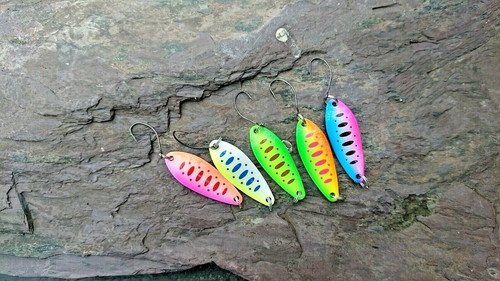 5 X 5g 40mm Micro Spoon metal spinners slow pitch shallow Trout Perch ...