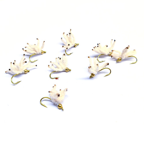 8 Realistic Maggot Trout Flies Brass Heads #12 Chub Roach Perch Sinking ...