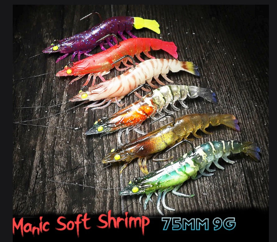 Manic Shrimp Soft Bait Lure Salmon Bass 3D Concept Jig 75mm 8.8g 2/0 ...
