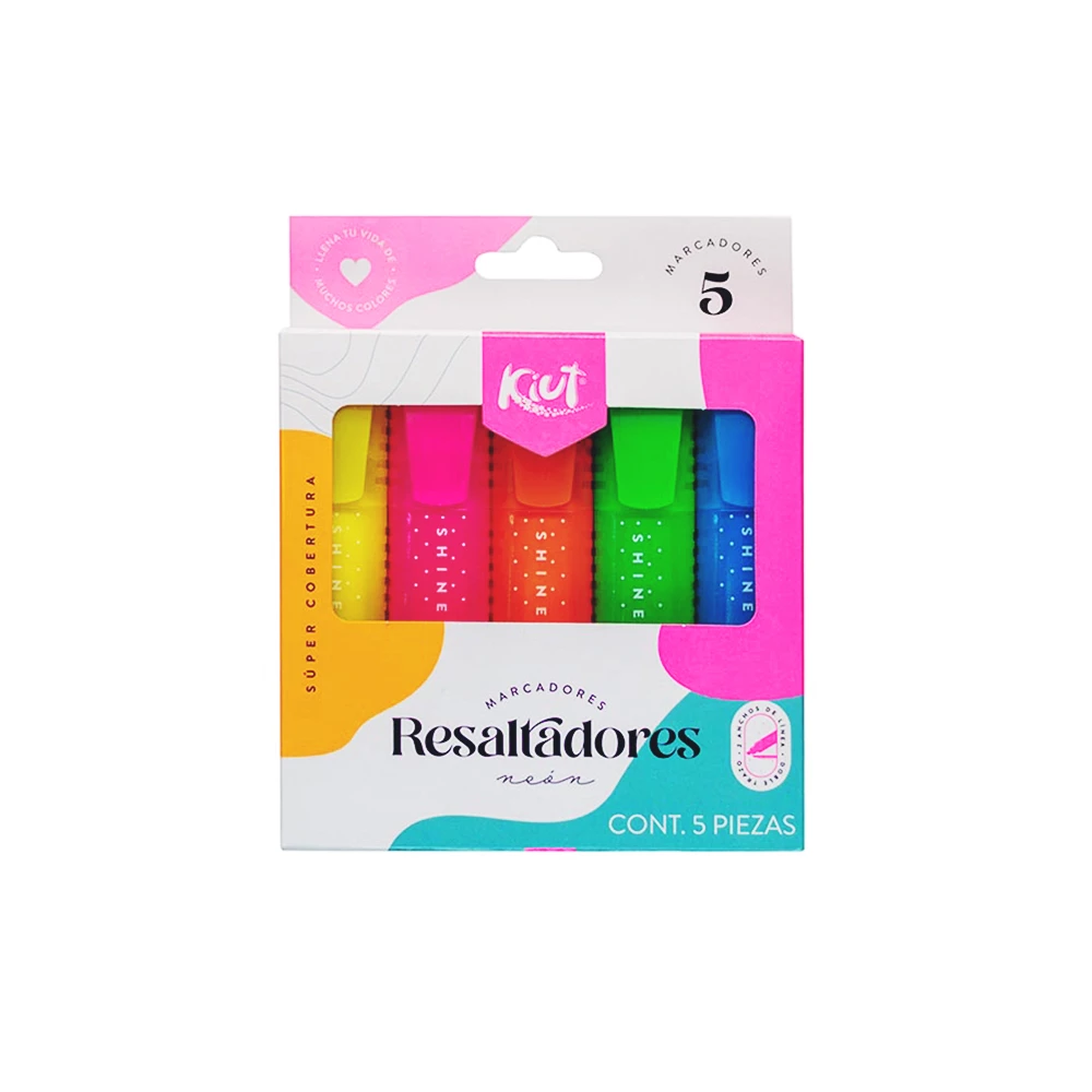 Resaltador KIUT Fluorescente Paquete X 5 Unidades Surtidos | OfficeArte ...