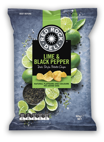 Smiths Snackfood, Red Rock Deli Potato Chips Lime and Black Pepper ...