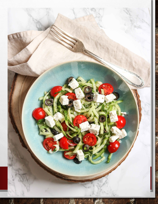 Easy Greek Zoodle Salad | CoachTheah.com