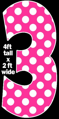 YC460 PINK POLKA DOT NUMBER 3 | Party Prop Signs