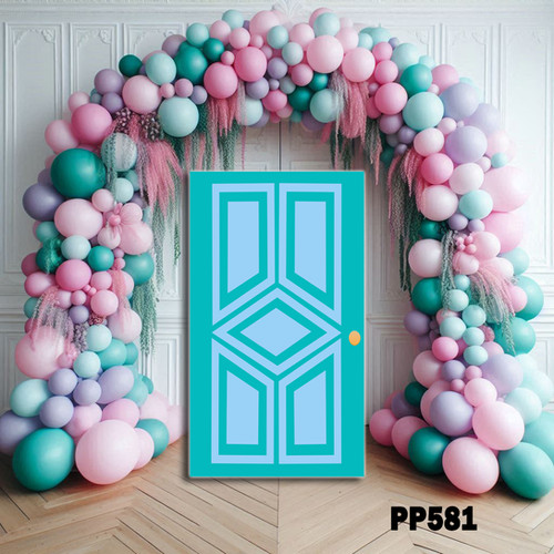 PP581 4'X'7 Blue door backdrop | Party Prop Signs