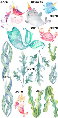 UP3275 MERMAID UNICORN MERMICORN | Party Prop Signs