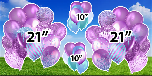 YC394 LIILAC TEAL BALLOONS | Party Prop Signs