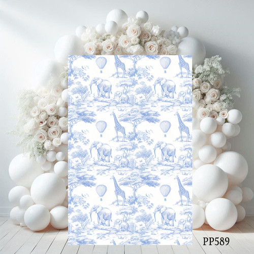 PP589 4'X6' SQUARED TOP BABY BLUE SAFARI GIRAFFE PANEL BACKDROP | Party ...