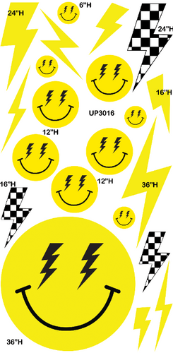 UP3016 SMILEY BOLTS | Party Prop Signs