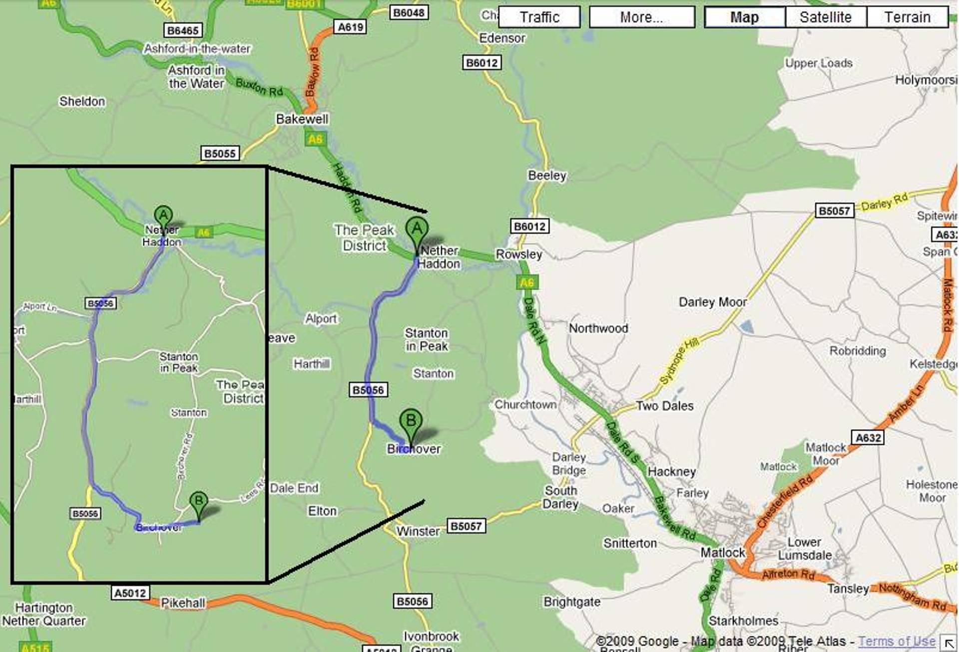 Directions & Map | Barn Farm, Birchover, Peak District