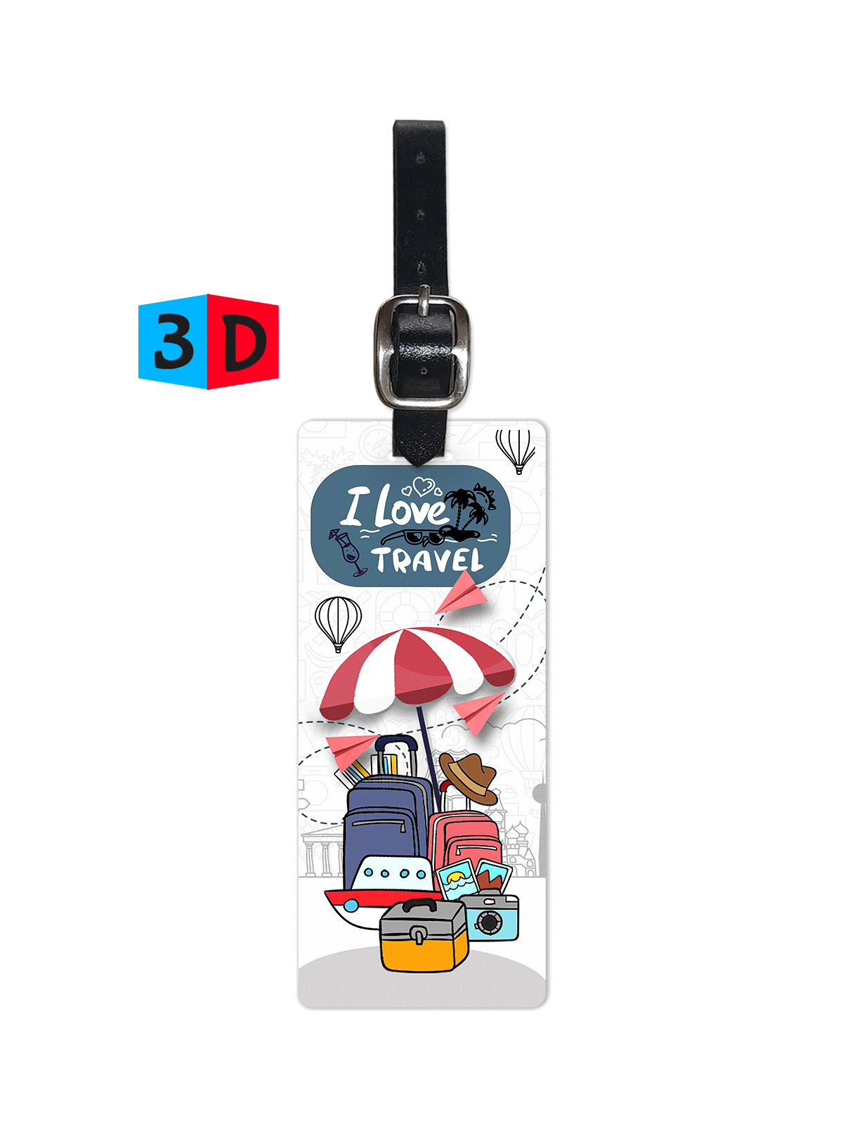 I Love Travel Long Set of 2 – 3D Lenticular Luggage Tags | Lentikart