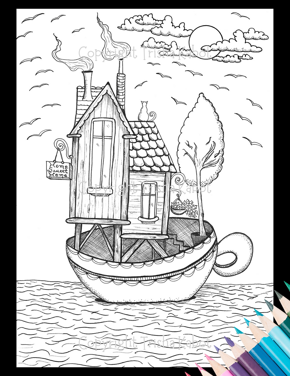Trisha Kabot Art and Coloring Books | whimsical coloring books for adults