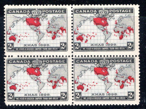 Scott 85, block of 4, MNHOG, Imperial Penny, Map, 1st Xmas Stamp ...