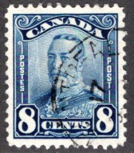 154 Scott, Canada, 8c, Used, VF, 1923 KGV "Scroll" Issue, Postage Stamp ...