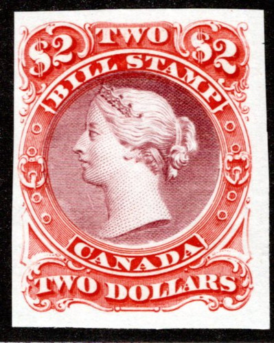 van Dam FB35, $2 Plate Proof, NH, red & violet center, Canada Federal ...