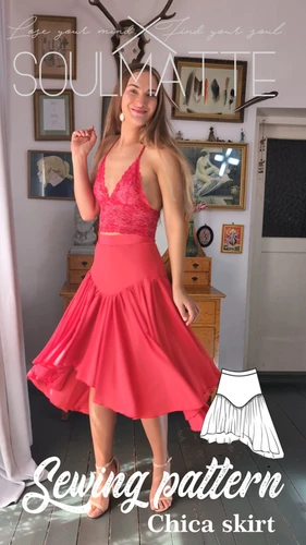 Dance skirt pattern, wide evening skirt pattern for beginners, instant ...