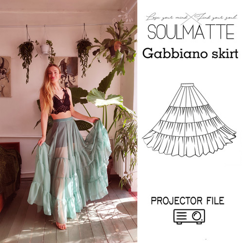 Projector file skirt pattern, underskirt sewing pattern. Wide evening ...