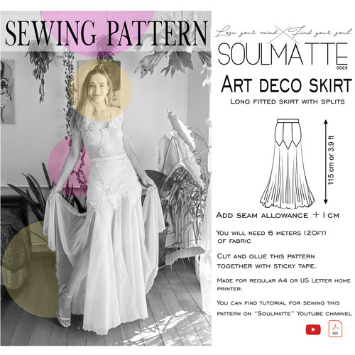 PDF skirt pattern, wide evening skirt pattern for beginners, instant ...