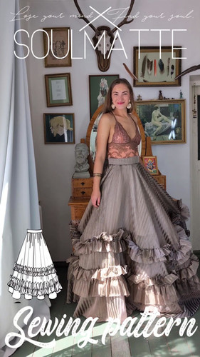 Digital skirt pattern, wide evening skirt pattern for beginners | Soulmatte