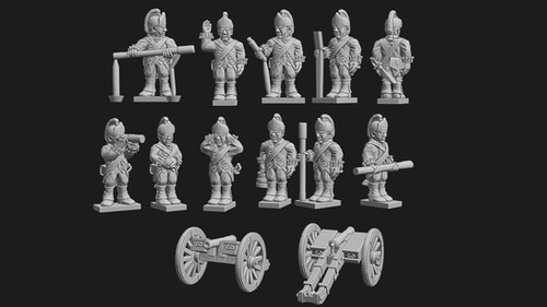 15mm/1:100th AWI British Royal Artillery Crew & 6pdr guns (Turner Min ...