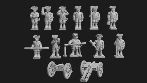 15mm/1:100th AWI Continental Artillery Crew & 6pdr guns (Turner ...