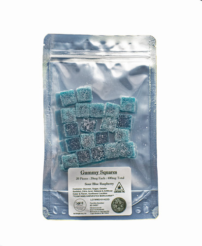 Sour Blue Raspberry Gummy Cubes 400mg | Midnight Medical