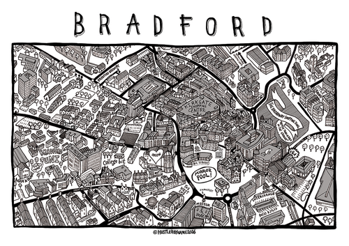 A3 illustrated Bradford map print | mysite