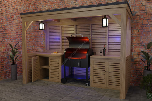 Outdoor Garden Kitchen 1.3x3m BBQ Shelter DIY Woodwork Plans ...