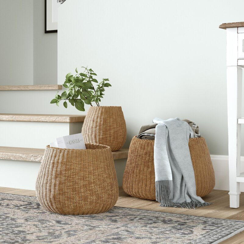 Natural Seagrass 3 Piece Basket Set