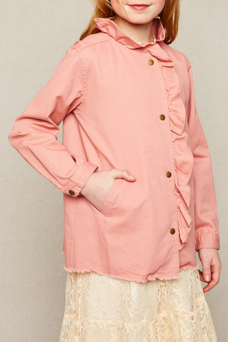Pink Ruffle Military Jacket | whyenvyboutique