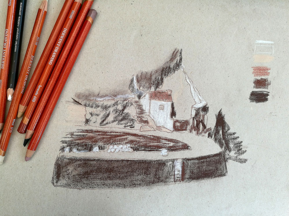 Brown paper and coloured drawing pencils | Art with Tricia