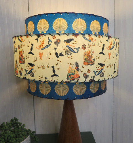 Mid Century Modern Lamp Shade MCM Fiberglass 3 Tier Mermaids Meowmaid ...