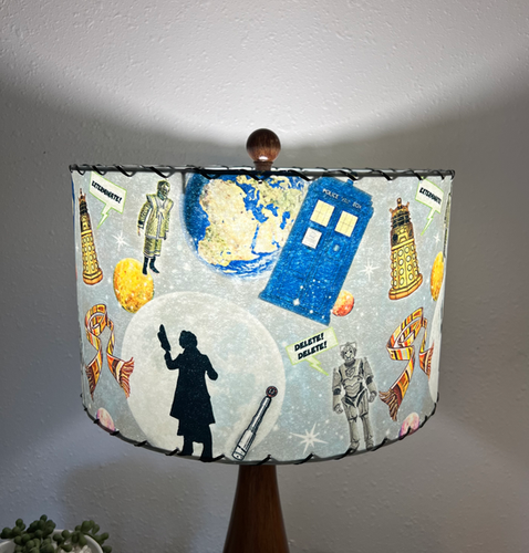 Handmade Fiberglass Lamp Shade MCM Doctor Who Tardis Atomic Kitsch 13"d ...