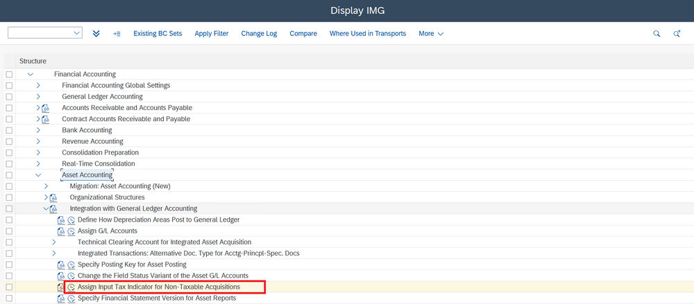 Input tax code for non-taxable transactions for company code ADD1 ...