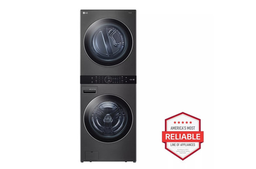 LG Smart Washer & Dryer Tower ThinQ w/ turbo wash blackstainless steel ...