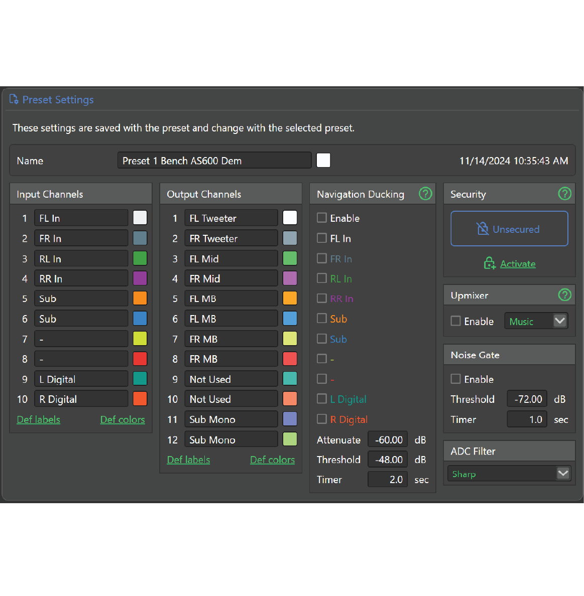 PRESET SETTINGS | ARC AUDIO