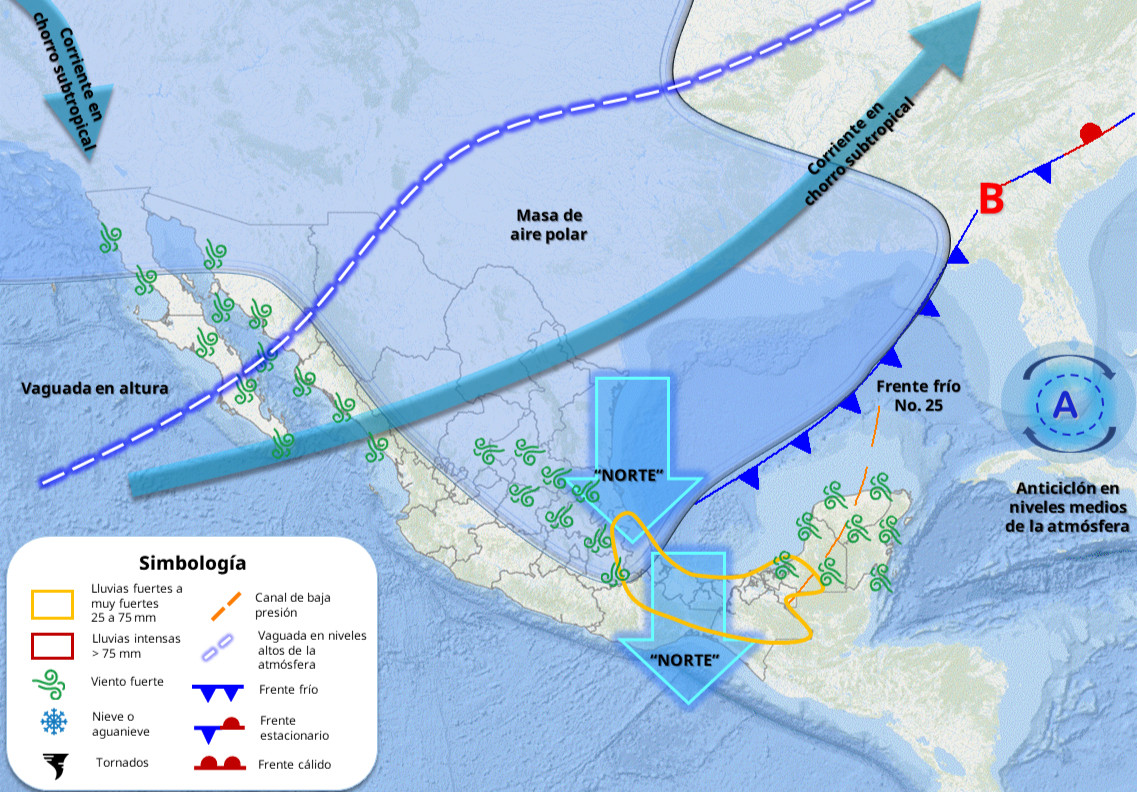 Yucatan Peninsula 2025 | Weather forecast | Rain and winds
