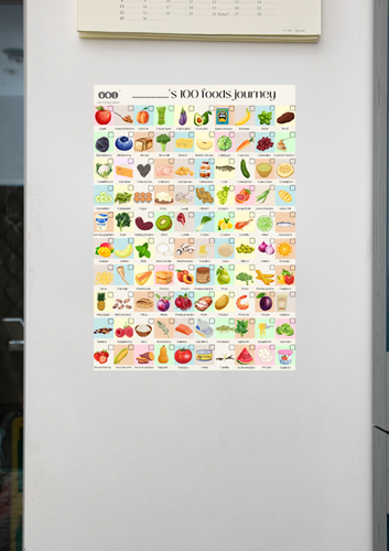100 Foods Illustration weaning chart and checklist | 100 Foods Baby