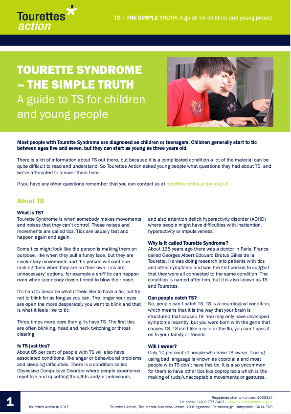 A Guide to Tourette's for Children and Young People