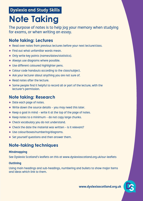 Study Skills Note Taking