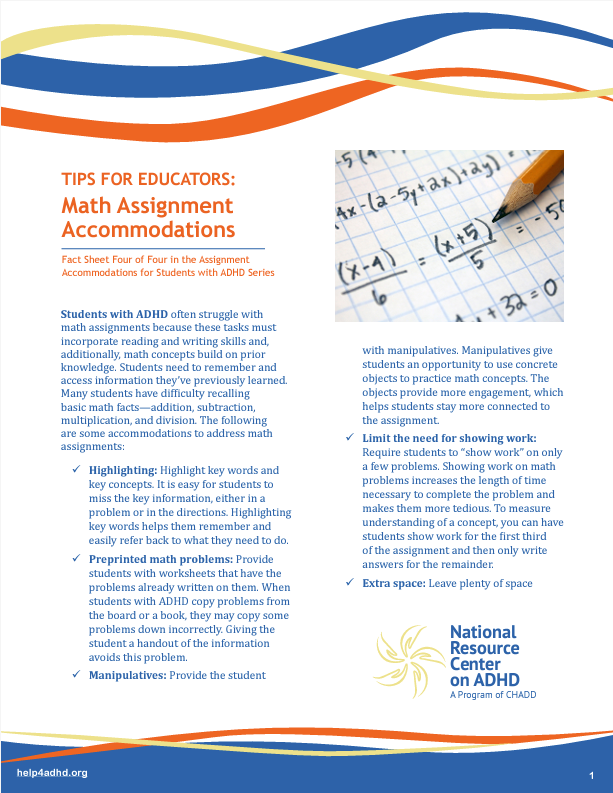 ADHD Accomodations for Maths
