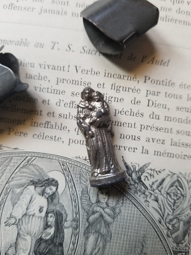 Antique French Travel pocket oratory St Anthony miniature statue ...