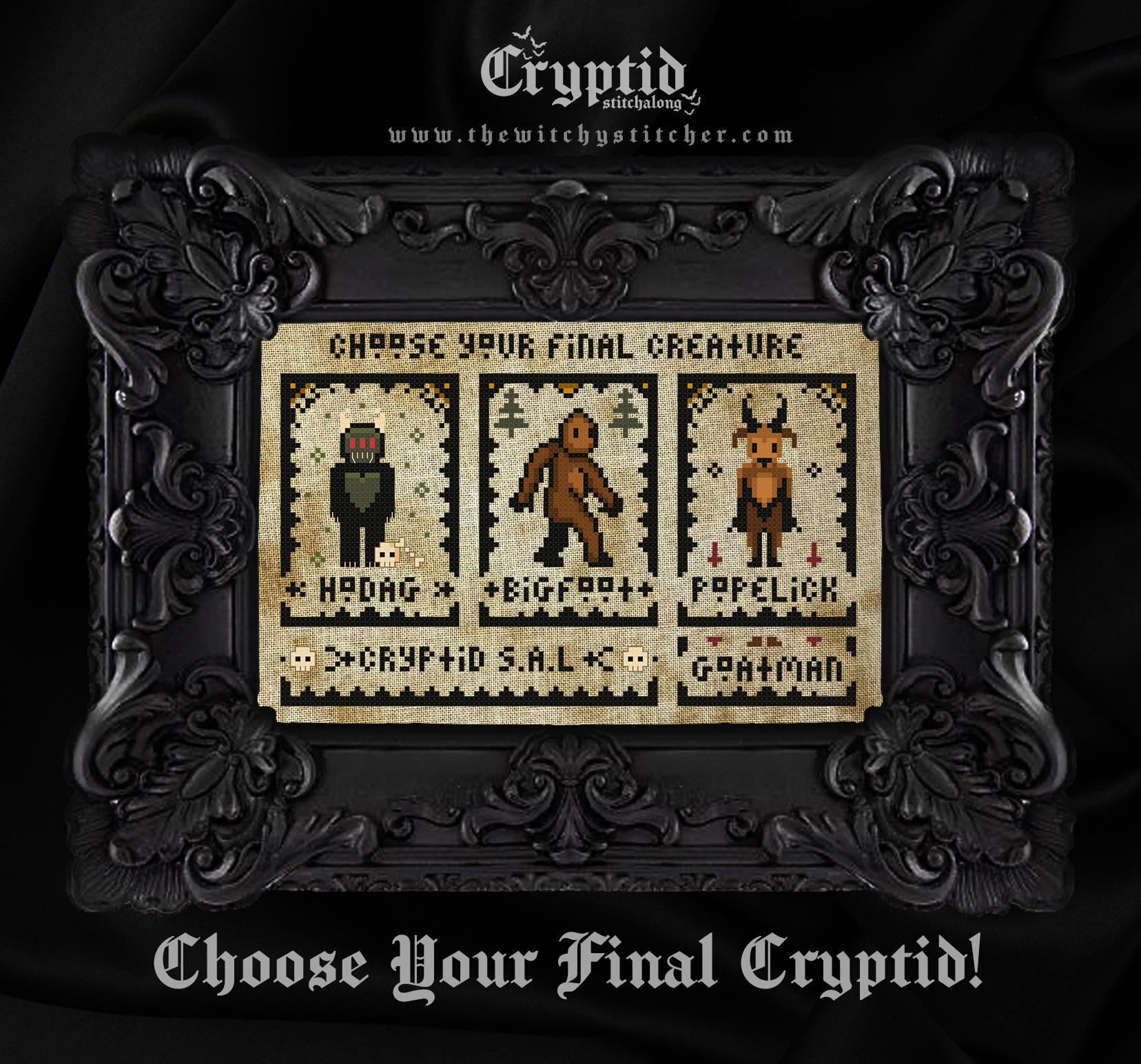 Fiber Arts Cross Stitch Art & Collectibles Cryptozoology Modern cross stitch Xing-Xing Cryptid ...