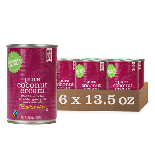 Pure Coconut Cream, No Guar Gum 13.5oz 6-Pack | Natural Value