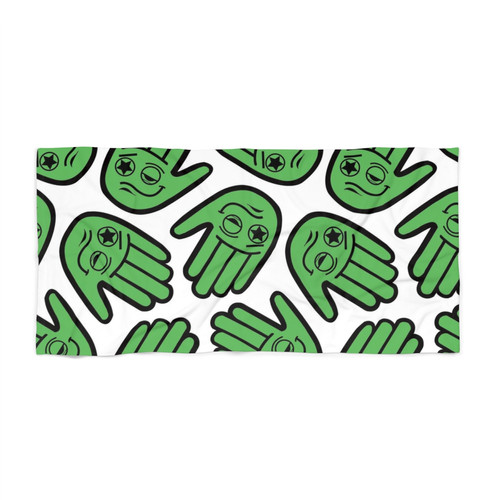 Green Mitten Hand Beach Towel | Green Mitten