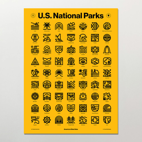 U.S. National Parks Poster (Gold Version) | Steve Wolf Designs